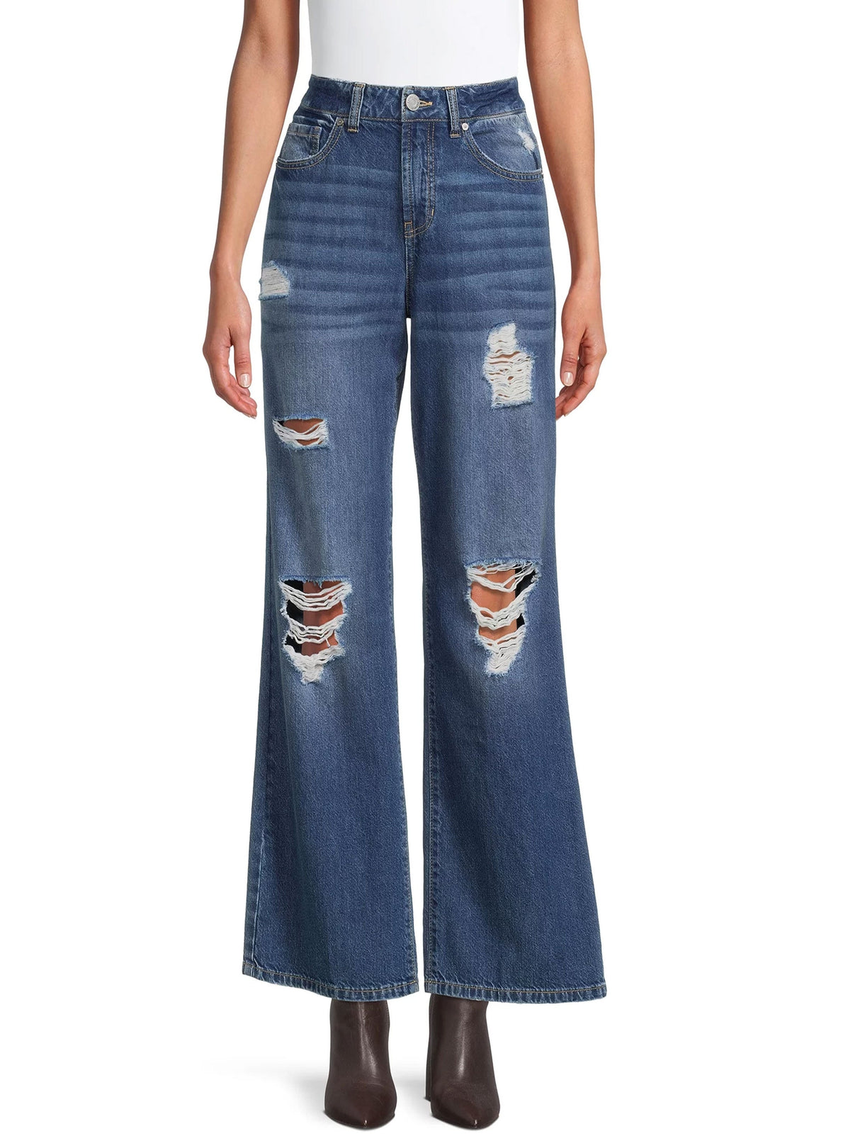 Women's High-Rise Distress Skater Jeans,Dark Blue – All Brands Factory ...