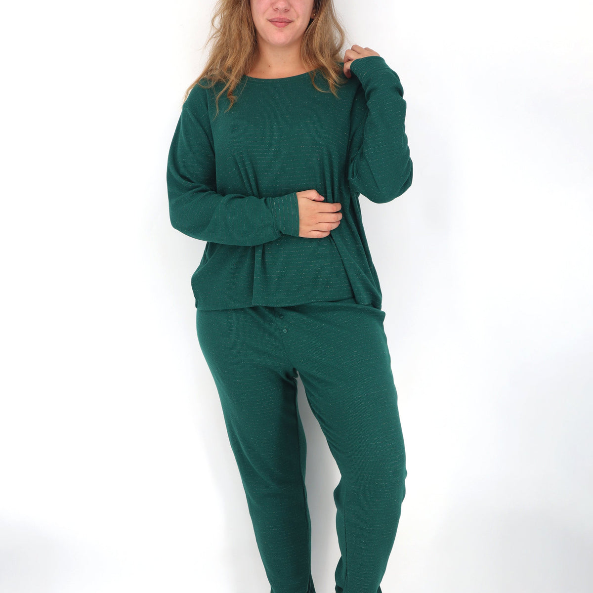 Women's 2 Pcs Textured Top & Bottom Sleepwear Set,Green – All Brands ...