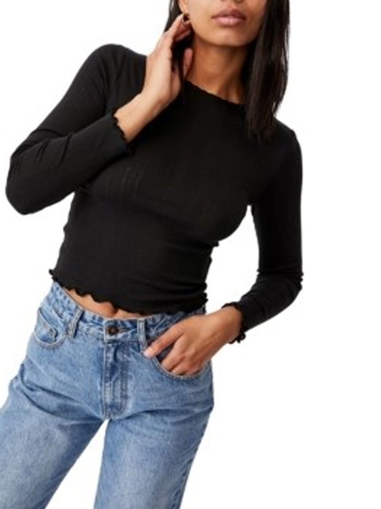 Women's Pointelle Top,Black – All Brands Factory Outlet