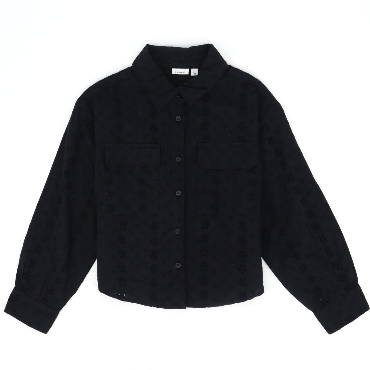 Kids Girl's Eyelet Buttons Up Shirt,Black – All Brands Factory Outlet