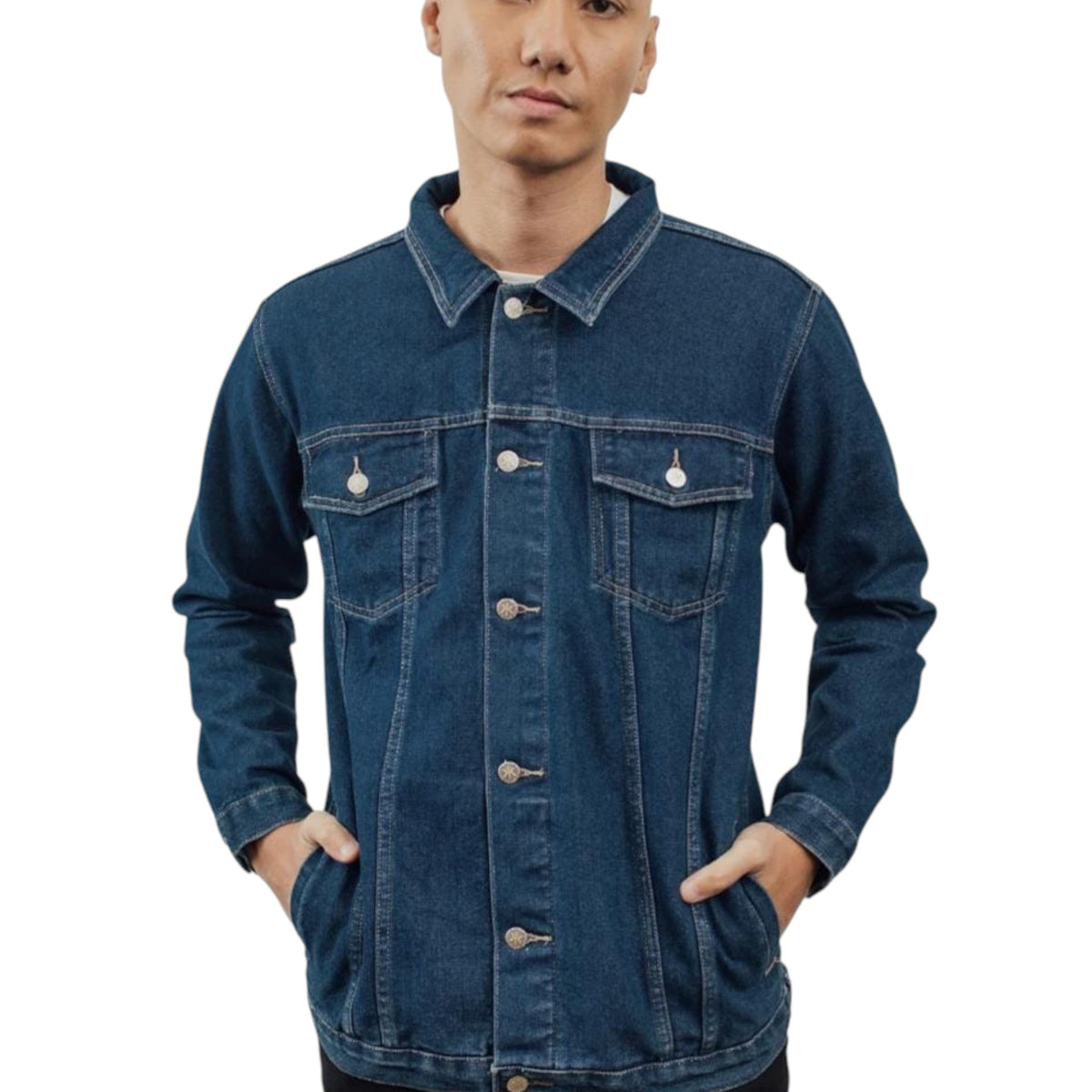 Men's Plain Solid Denim Jacket,Blue – All Brands Factory Outlet