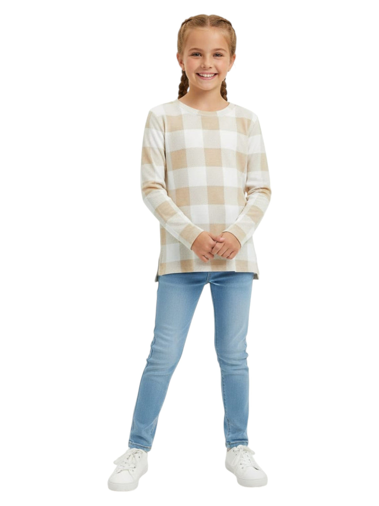 Kid's Girl's Plaid Top,Beige – All Brands Factory Outlet