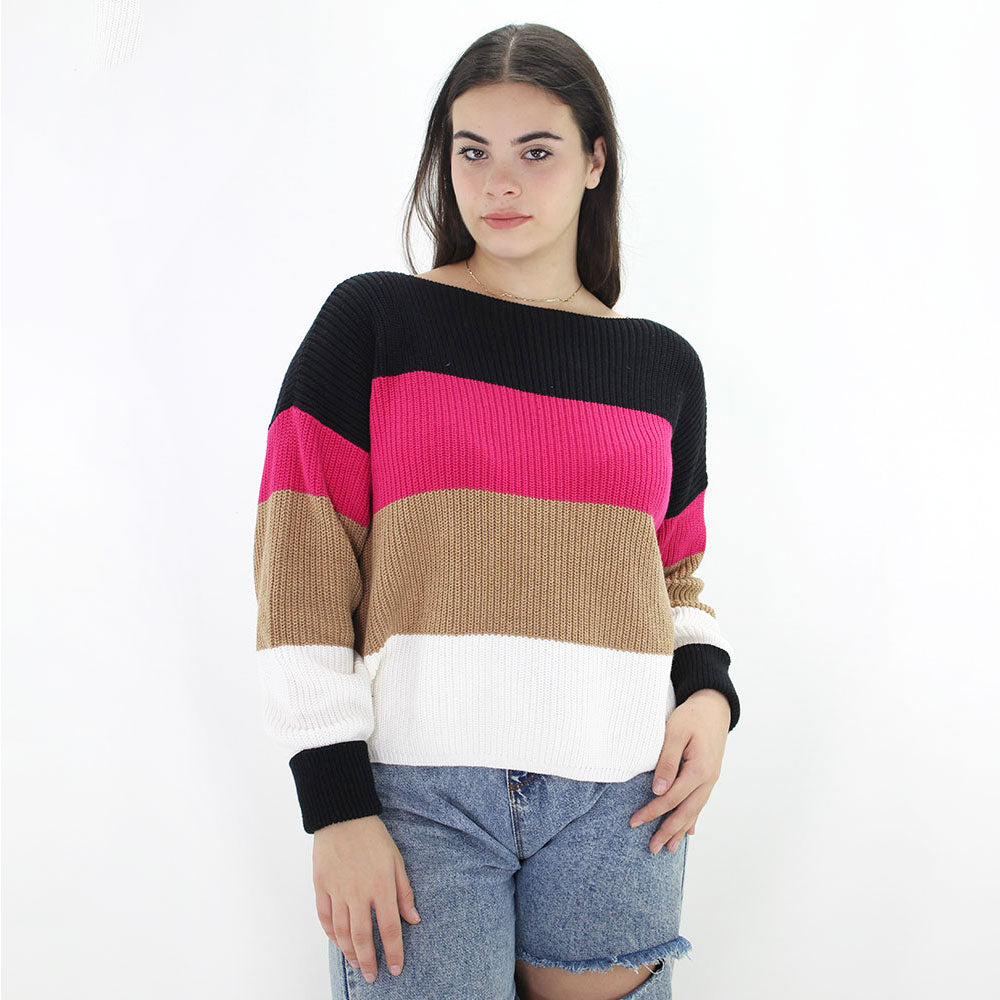 Women's Wool Color Block Sweaters,Multi – All Brands Factory Outlet